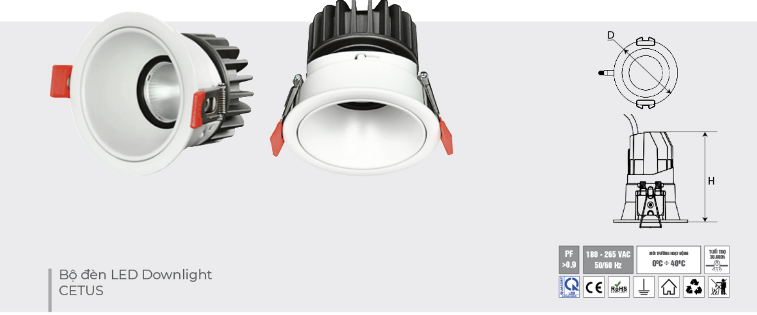 Bộ đèn LED Downlight CETUS