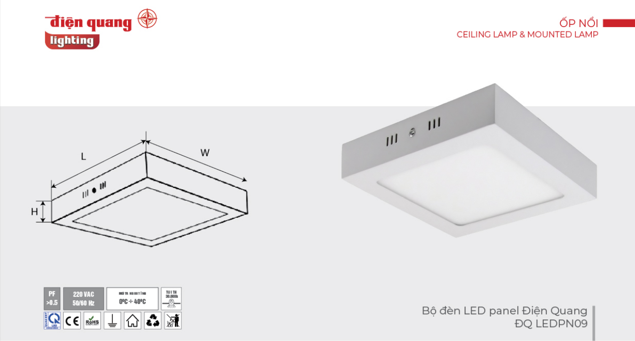 Bộ đèn LED panel Điện Quang ĐQ LEDPN09
