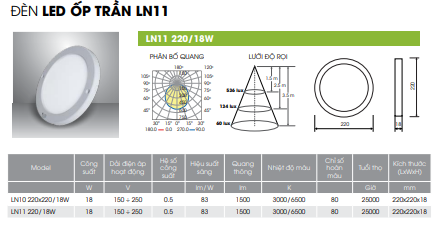 ĐÈN LED ỐP TRẦN LN11